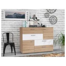 Kommode FORTE "Skive", beige (sonoma eiche, wei&szlig;), B:125cm H:95,9cm T:41,3cm, Sideboards, Kommode, Breite ca. 125 cm