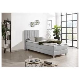 Boxbett Maintal, grau, B:104cm L:206cm, Komplettbetten, Boxspringbett, mit Bettkasten und Kaltschaum-Topper