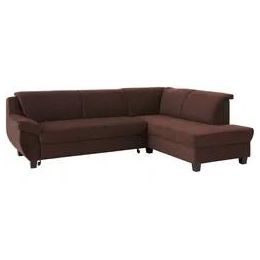Ecksofa Home Affaire "Yesterday zeitlos und elegant, bequeme Armlehnen, L-Form", braun, B:254cm H:80cm T:186cm, Struktur (100% Polyester);Primabelle-Microfaser (100% Polyester);Antikleder-Optik Melrose (100% Polyester), Sofas, Ecksofa, wahlweise mit Bettfunktion, auch in Cord