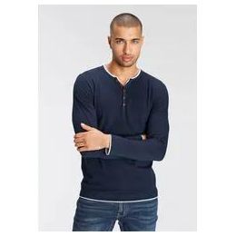Longsleeve AJC, Herren, Gr. L (56/58), blau (marine), Jersey, Obermaterial: 60% Baumwolle, 40% Polyester, unifarben, schmal, Rundhals, Shirts, Langarm, schmal geschnitten, Rundhalsausschnitt