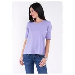 T-Shirt Seidel Moden, Damen, Gr. 48, lila (flieder), Jersey, Obermaterial: 95% Viskose, 5% Elasthan, unifarben, Basic, figurumspielend h&uuml;ftlang, Rundhals, abgesteppte Kante, Shirts T-Shirt, mit Rundhalsausschnitt, MADE IN GERMANY