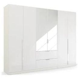 Dreht&uuml;renschrank Rauch "Kleiderschrank Schrank Garderobe Ankleide GLAMOUR BY QUADRA SPIN", wei&szlig; (alpinwei&szlig;, hochglanz wei&szlig;), B:271cm H:210cm T:54cm, Holzwerkstoff, Schr&auml;nke, Dreht&uuml;renschrank, mit Spiegel und Hochglanz-Front, Stangengriff MADE IN GERMANY