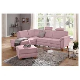 Ecksofa Home Affaire "Alta L-Form", rosa (altrosa), B:250cm H:89cm T:201cm, Struktur ( 100% Polyester);Struktur fein ( 100% Polyester);Luxus-Microfaser ALTARA NUBUCK (100% Polyester), Sofas, Ecksofa, mit Federkern und Kontrastnaht, F&uuml;&szlig;e Buche eichefarben
