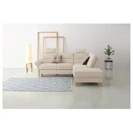 Ecksofa Home Affaire "Westerland L-Form", beige (creme), B:238cm H:90cm T:213cm, 100% Polyester, Sofas, Ecksofa, Federkern-Polsterung, wahlweise mit Bettfunktion, Bettkasten