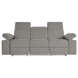 3-Sitzer Home Affaire "Kilado", grau, B:229cm H:98cm T:99cm, Struktur fein (95% Polyester 5%Nylon), Sofas, mit 2x Relaxfunktion, verstellbarer Armlehne, Kopfteilverstellung