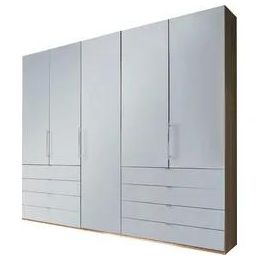 Faltt&uuml;renschrank Wiemann "Loft, Kleiderschrank, Schrank, W&auml;scheschrank, mit Glasfront", beige (bianco, eiche, nachbildung, wei&szlig; glas), B:250cm H:216cm T:58cm, Schr&auml;nke, inkl. gep&auml;mpften Schubk&auml;sten und T&uuml;ren, mit Panorama&ouml;ffnung