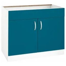 Wiho-K&uuml;chen Sp&uuml;lenschrank WIHO K&Uuml;CHEN "Flexi", blau (front: ozeanblau, korpus: wei&szlig;), B:100cm H:82cm T:57cm, Schr&auml;nke, Sp&uuml;lenschrank, Breite 100 cm