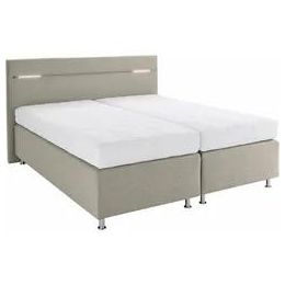 Boxspringbett, beige (struktustoff dunkelbeige), mit LED-Beleuchtung, Liegefl&auml;che B/L: 180cm x 200cm, H3, 7-Zonen-Kaltschaummatratze, Bezug Unterbox und Kopfteil: Strukturstoff (77% Polyester und 23% Viskose);Bezug Obermatratze 100% Polyester, waschbar bis 60C, Westfalia Schlafkomfort, Komplettbetten, Boxspringbett, wahlweise mit LED-Beleuchtung