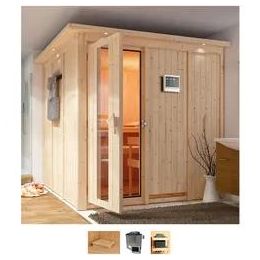 Sauna Karibu "Rodin", beige (naturbelassen), Saunaofen, externe Steuerung, 9 kW, Saunen, Ofen 9 KW externe Strg easy