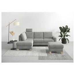 Ecksofa Home Affaire "Summer L-Form", silber, B:236cm H:91cm T:170cm, 100% Polyester, Sofas, Ecksofa, mit Ottomane, wahlweise mit Bettfunktion und Bettkasten, Cord-Bezug