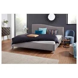 Polsterbett, grau, B:212cm H:100cm L:210cm, Bezug Bett: Velours mit grober Lederoptik (100% Polyester);Bonnellfederkernmatratze: 51% Polypropylen, 39% Polyester, 10% Baumwolle;Kaltschaummatratze: 100% Polyester, Bezug abnehm- und waschbar bis 60C, Westfalia Schlafkomfort, Betten, Polsterbett
