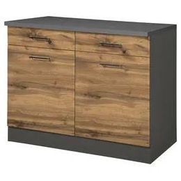 Unterschrank KOCHSTATION "KS-Trier", grau (wotaneiche, grafit), B:100cm H:85cm T:60cm, Holzwerkstoff, MDF, Schr&auml;nke, Unterschrank, Breite 100 cm, f&uuml;r viel Stauraum