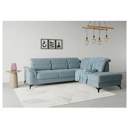 Sit & More Ecksofa SIT & MORE "Sinatra L-Form", blau (hellblau), B:251cm H:85cm T:220cm, 90% Polyester, 10% Polyamid, Sofas, Ecksofa, mit Ottomane, optional mit Kopfteilverstellung und Armteilfunktion