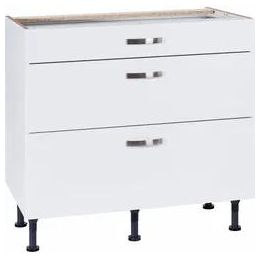 Unterschrank KOCHSTATION "KS-Cara", wei&szlig; (wei&szlig;, wei&szlig;), B:90cm H:87cm T:58,4cm, Schr&auml;nke, Unterschrank, Breite 90 cm, mit Vollausz&uuml;gen und Soft-Close-Funktion