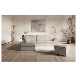 Ecksofa COTTA "Leandra L-Form", beige (creme), B:250cm H:88cm T:90cm, NaturLEDER: Bitte beachten Sie, dass Lederbez&uuml;ge mehr N&auml;hte aufweisen als Stoffbez&uuml;ge.;Kunstleder Softlux;NaturLEDER (echtes Rindsleder) in Sitz und R&uuml;cken.;Luxus-Microfaser (100% Polyester), Sofas, Ecksofa, wahlweise mit Bettfunktion & Bettkasten
