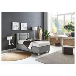 Boxspringbett, grau (feinstrukturstoff grau), Kaltschaum-Topper, Liegefl&auml;che B/L: 90cm x 200cm, H3, Bonnell-Federkernmatratze, Bezug Unterbox und Kopfteil: Feinstrukturstoff (77% Polyester, 23% Viskose);Bezug Obermatratze 100% Polyester, waschbar bis 60C, Westfalia Schlafkomfort, Komplettbetten, Boxspringbett, in diversen Ausf&uuml;hrungen