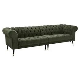 Chesterfield-Sofa Home Affaire "Tinnum", gr&uuml;n (olive), B:263cm H:77cm T:87cm, Luxus-Microfaser Vintageoptik (66% PU, 27% Polyester, 7% Baumwolle);Struktur weich( 97% Polyester, 3% Polyacryl), Sofas