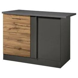 Eckunterschrank KOCHSTATION "KS-Trier", grau (wotaneiche, grafit), B:110cm H:85cm T:60cm, Holzwerkstoff, MDF, Schr&auml;nke, Eckunterschrank, f&uuml;r Stauraum in der Ecke