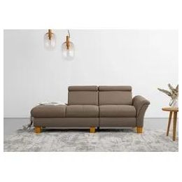 Recamiere Home Affaire "Lindgren", braun (nuss), B:206cm H:84cm T:93cm, 100% Polyester, Sofas, Recamiere, wahlweise motorische TV-Funktion, Bettkasten und Kopfteilverstellung