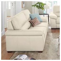 3-Sitzer Calia italia "Gaia, hochwertiges Ledersofa mit erstklassigem Sitzkomfort", beige (bianco latte), B:210cm H:92cm T:97cm, Leder SORRENTO - 100% Leder;Leder BULL - 100% Leder, Sofas, edles Design, in zwei hochwertigen Lederqualit&auml;ten