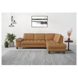 Sit & More Ecksofa SIT & MORE "Westham L-Form", braun (cognac), B:261cm H:88cm T:179cm, 100% Polyester, Sofas, Ecksofa, mit Ottomane, mit oder ohne Bettfunktion, Bettkasten, Verstellung