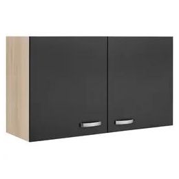 H&auml;ngeschrank Optifit "Faro", grau (anthrazit), B:100cm H:57,6cm T:34,6cm, Schr&auml;nke, H&auml;ngeschrank, mit Metallgriffen, Breite 100 cm