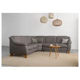 Ecksofa Home Affaire "Caldera L-Form", grau (anthrazit), B:270cm T:250cm, 100% Polyester, Sofas, Ecksofa, Federkern, wahlweise mit Kopfteilverstellung, Bettfunktion, Bettkasten