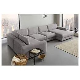 Wohnlandschaft Home Affaire "Bloomfield, Mega Polsterecke, Breite 390cm, viel Platz, U-Form", grau, B:390cm H:84cm T:209cm, 92% Polyester 8% Nylon, Sofas, Wohnlandschaft, In verschiedenen Gr&ouml;&szlig;en bestellbar