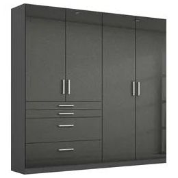 Dreht&uuml;renschrank Rauch "Kleiderschrank Schrank Garderobe Garderobenschrank Topseller HOMBURG", grau (graumetallic, hochglanz effektgrau), B:181cm H:197cm T:54cm, Holzwerkstoff, Schr&auml;nke, Dreht&uuml;renschrank, mit viel Stauraum, oberer Schubkasten mit Einteilung MADE IN GERMANY