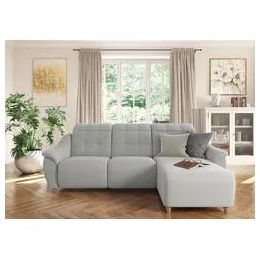 Ecksofa Home Affaire "Boston L-Form", grau (hellgrau), B:254cm T:170cm, Struktur (100% Polyester);Luxus-Microfaser Florence (100% Polyester);Chenille (100% Polyester);NaturLEDER (reines Rindsleder), Sofas, Ecksofa, Kopfteilverstellung an jeder Sitzfl&auml;che, wahlweise Relaxfunktion