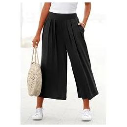 Culotte Lascana, Damen, Gr. 42, N-Gr, schwarz, Jersey, Obermaterial: 95% Viskose, 5% Elasthan, unifarben, figurumspielend 7/8-L&auml;nge, Hosen Culotte, mit extra-weitem Bein und Taschen, bequeme Jerseyhose
