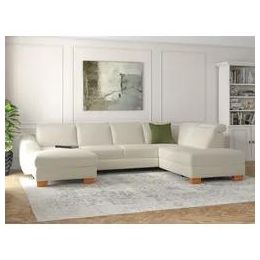 Sit & More Wohnlandschaft SIT & MORE "Dundee U-Form", beige (creme), B:338cm H:86cm T:219cm, Sofas, Wohnlandschaft, mit Federkern und Massivholzf&uuml;&szlig;en, wahlweise mit Kopfteilverstellung