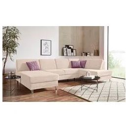Sit & More Wohnlandschaft SIT & MORE "Clio U-Form", beige (creme), B:319cm H:89cm T:190cm, Sofas, Wohnlandschaft, wahlweise mit Bettfunktion und Bettkasten, inklusive Federkern