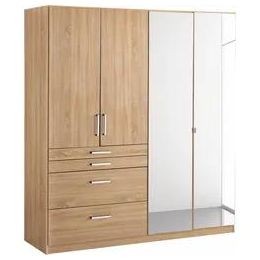Kleiderschrank Rauch "Harburg im Schlafzimmer", braun (struktureichefarben hell), B:181cm H:197cm T:54cm, Holzwerkstoff, Schr&auml;nke, Kleiderschrank, Schlafzimmerschrank Schrank Garderobe mit Spiegel