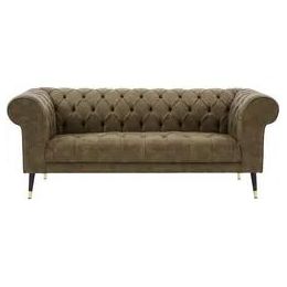 Chesterfield-Sofa Home Affaire "Tinnum", gr&uuml;n (olive), B:195cm H:77cm T:87cm, Luxus-Microfaser Vintageoptik (66% PU, 27% Polyester, 7% Baumwolle);Struktur weich( 97% Polyester, 3% Polyacryl), Sofas