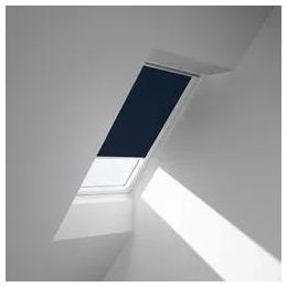 Verdunklungsrollo Velux "DKL PK06 1100SWL", blau (dunkelblau, wei&szlig;), PK06, stufenlos positionierbar, Aluminium, Polyester, Rollos, Verdunklungsrollo, wei&szlig;e F&uuml;hrungsschienen & Griffleiste