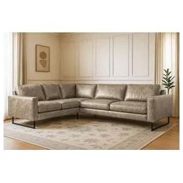 Ecksofa Home Affaire "Pinto, XXL, 250/290 cm, langer Schenkel, Ottomane", grau (taupe), B:290cm H:85cm T:250cm, Luxus-Microfaser in Lederoptik(100% Polyester);Cord (92% Polyester, 8% Polyamide), Sofas, Ecksofa, Cord, Chenille, Lederoptik, mit Keder, Metallf&uuml;&szlig;e, Wellenunterfederung