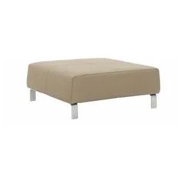 Hocker Calia italia "Simon", beige (biscotto), B:97cm H:40cm T:97cm, Leder SORRENTO, pigmentiertes Glattleder;Leder BULL, pigmentiertes Dickleder, Hocker, Polsterhocker