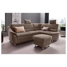 Ecksofa Home Affaire "Cardoso L-Form", braun (chocco), B:250cm H:90cm T:175cm, Struktur impr&auml;gniert (100% Polyester);Luxus-Microfaser ALTARA NUBUCK (100% Polyester);Struktur (52% Polyester, 35% Polyacryl, 13% Baumwolle);Luxus-Microfaser weich (90% Polyester, 10% Polyamid), Sofas, Ecksofa, Federkern, wahlweise mit Bett, Schubkasten