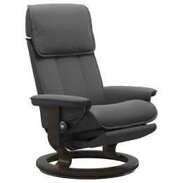 Relaxsessel stressless "Admiral", grau (grau batick), B:78cm H:101cm T:73cm, Leder BATICK: BATICK ist ein leicht korrigiertes, durchgef&auml;rbtes und genarbtes M&ouml;belleder, bei dem die meisten Unebenheiten und Spuren in der Regel entfernt wurden., Sessel, Relaxsessel, verstellbar, optional 2-motorisch, Gr&ouml;&szlig;e M & L, Gestell Braun