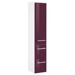 Midischrank Welltime "Venedig", lila (aubergine, wei&szlig;), B:25cm H:130cm T:27cm, Schr&auml;nke, Midischrank, Badm&ouml;bel in verschiedenen Farben erh&auml;ltlich