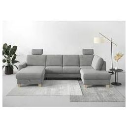 Wohnlandschaft Home Affaire "Summer U-Form", silber, B:314cm H:91cm T:170cm, 100% Polyester, Sofas, Wohnlandschaft, mit oder ohne Bettfunktion und Bettkasten, Cord-Bezug