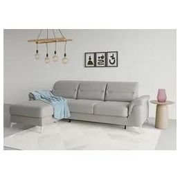 Sit & More Ecksofa SIT & MORE "Sinatra L-Form", grau, B:258cm H:85cm T:170cm, 100% Polyester, Sofas, Ecksofa, mit Recamiere, optinal mit Kopfteilverstellung und Armteilfunktion