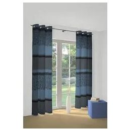 Vorhang WIRTH "Maribor" Gr. 2, blau (petrol), B:132cm H:175cm, Jacquard, Baumwolle, Polyester, Gardinen