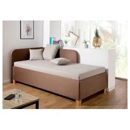 Polsterliege Maintal "Aolana", beige (beige, braun), B:112cm L:205cm, Komplettbetten, mit Bettkasten, in 2 Breiten, Federkern- oder Bonellmatratze w&auml;hlbar
