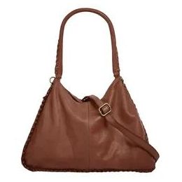 Shopper Samantha Look, Damen, Gr. B/H/T: 34cm x 24cm x 9cm onesize, braun (cognac), Leder, leicht gl&auml;nzend, unifarben, Taschen Shopper, echt Leder, Made in Italy