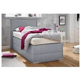 Boxspringbett, grau, Liegefl&auml;che B/L: 90cm x 200cm, H3, Bonnell-Federkernmatratze, Bettrahmen und seitliche Einfassung Unterbox und Obermatratze: Fein-Strukturstoff (77% Polyester, 23% Viskose).;Spiegelfl&auml;che der Matratzen: 100% Polyester, Westfalia Schlafkomfort, Komplettbetten, Boxspringbett