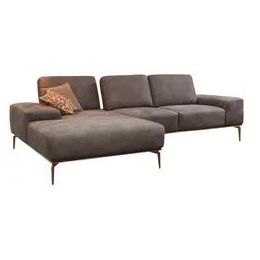 Ecksofa W.Schillig "run, Designsofa mit tollem Sitzkomfort, bequem, L-Form", braun (mocca s37), B:279cm H:88cm T:178cm, Longlife Xtra-Leder Z73: Naturwalkleder der Luxusklasse aus den erlesensten Rohh&auml;uten. Hautst&auml;rke 1, 1 &ndash; 1, 3 mm;ROHLEDER Jacquard-Flachgewebe Q2 W60 (63% Polyester, 37% Polyacryl);ROHLEDER Chenille-Flachgewebe Q2 W77 (68% Polyacryl, 32% Polyester);Stoff S37 (100% Polyester), Sof