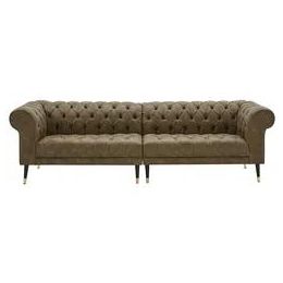 Chesterfield-Sofa Home Affaire "Tinnum", gr&uuml;n (olive), B:263cm H:77cm T:87cm, Luxus-Microfaser Vintageoptik (66% PU, 27% Polyester, 7% Baumwolle);Struktur weich( 97% Polyester, 3% Polyacryl), Sofas