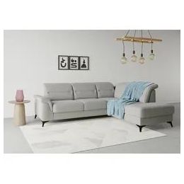 Sit & More Ecksofa SIT & MORE "Sinatra L-Form", silber, B:251cm H:85cm T:220cm, 90% Polyester, 10% Polyamid, Sofas, Ecksofa, mit Ottomane, optional mit Kopfteilverstellung und Armteilfunktion